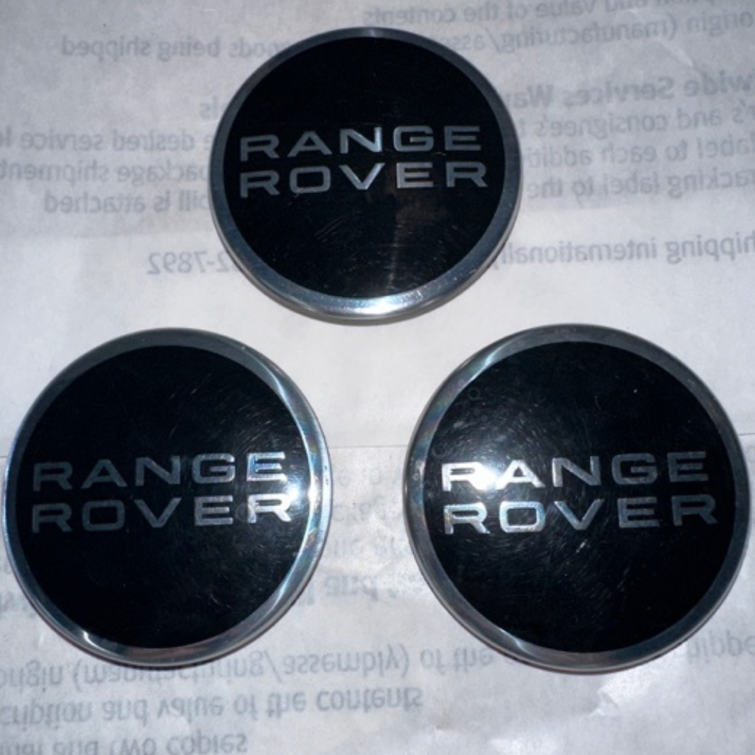 Set of 3 Range Rover Wheel Center Caps Glossy Black 63mm 29cb4848 ...